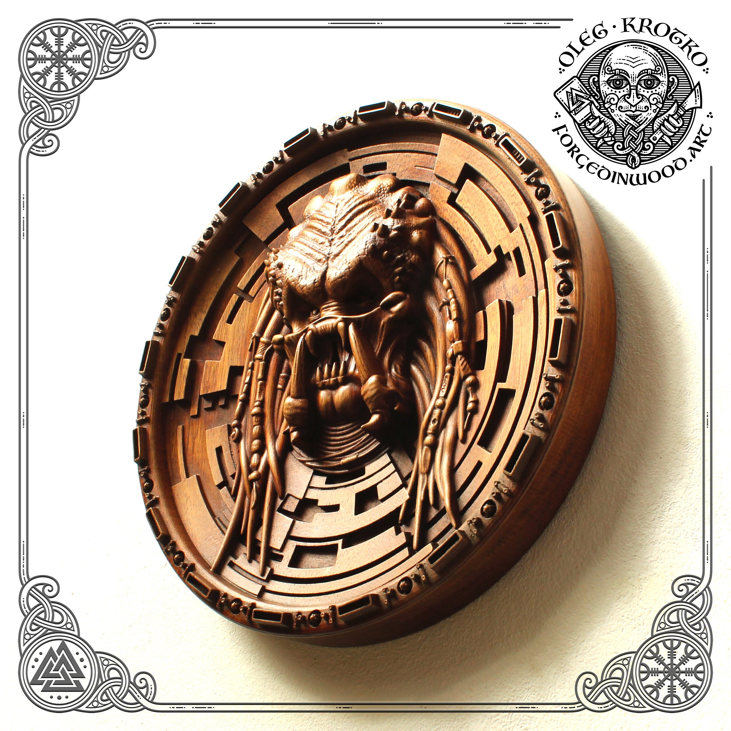 Predator Wood Carved Portrait Wood Carved Wall Hanging Alien - Etsy