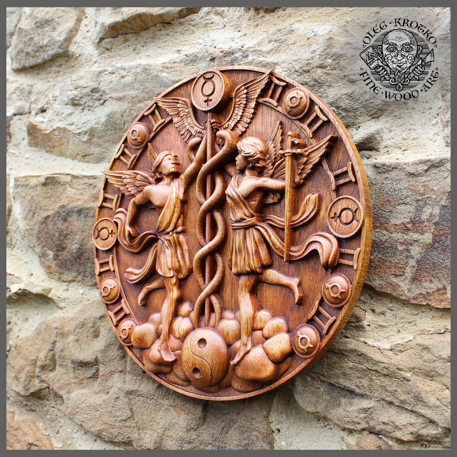 Gemini Zodiac Symbol Wood Plaque Horoscope Wood Carving Sign | Etsy