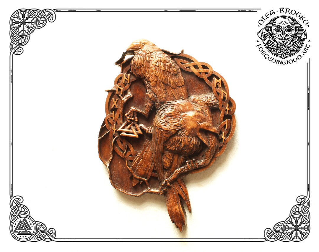 Hugin Munin Raven Odin Magic Viking Symbol Plaques Home Decor Norse ...