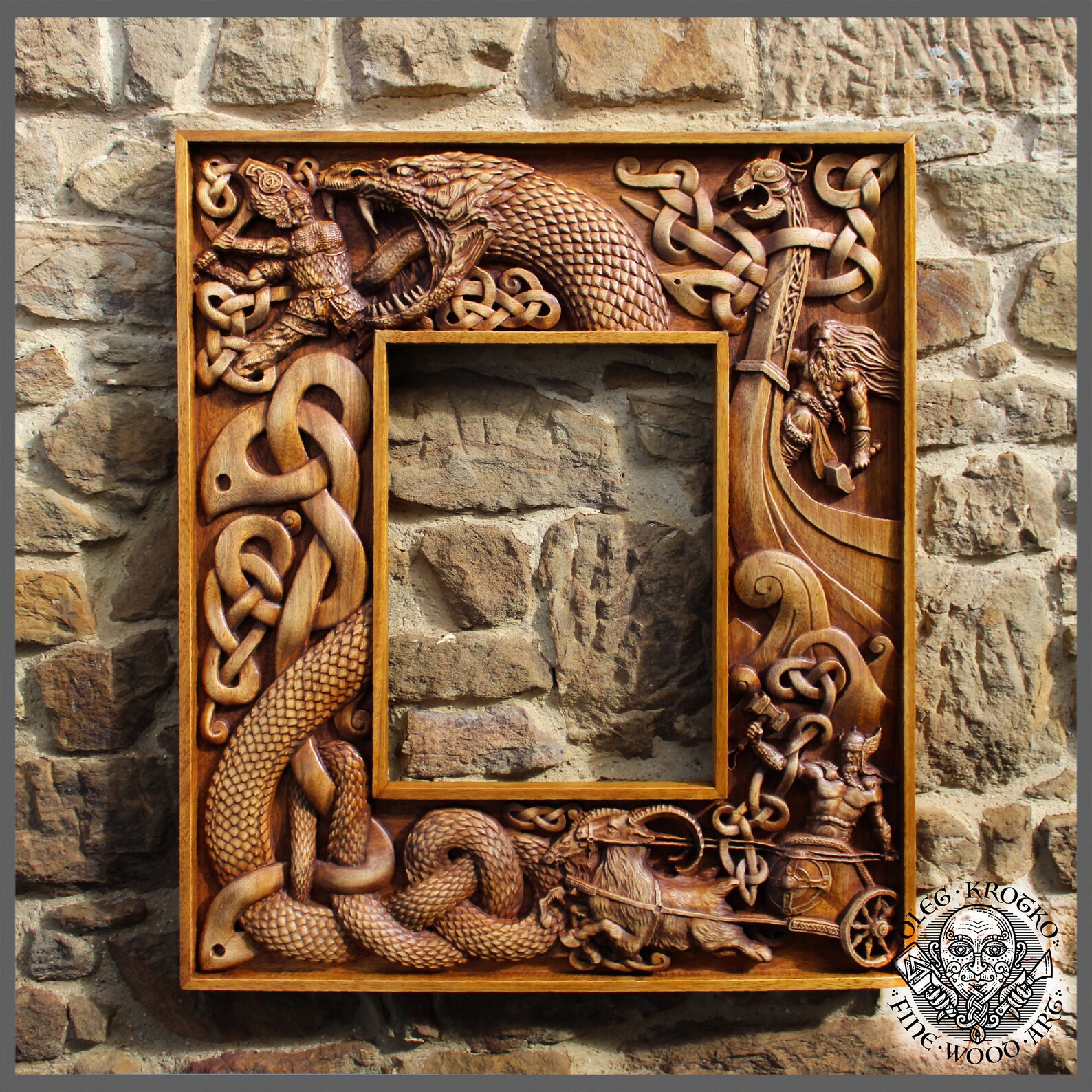 Thor Wood Carving Viking Frame Ragnarok Home Decor Norse | Etsy