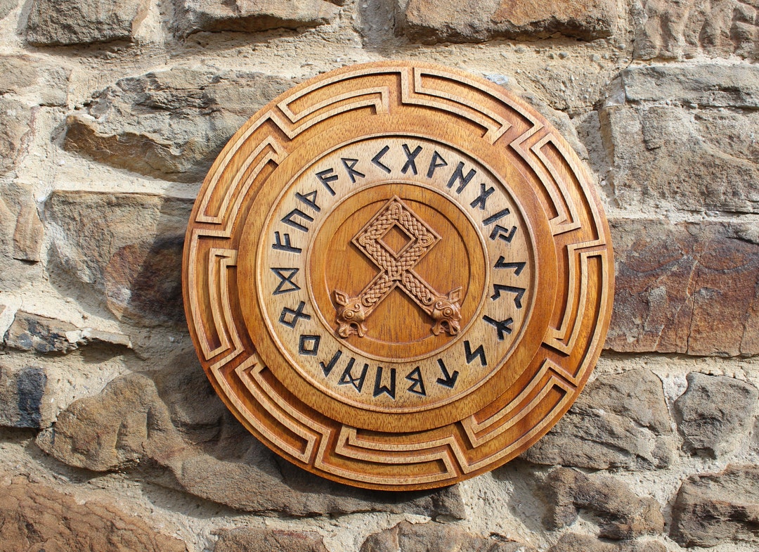 Odal Viking Wood Carving Rune Plaque Wall Hanging Art Home Decor Wooden ...