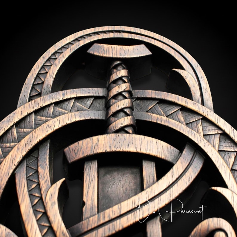 Sword of Odin Wood Carving, Viking Wall Art, Norse Dragon Fafnir Decor ...