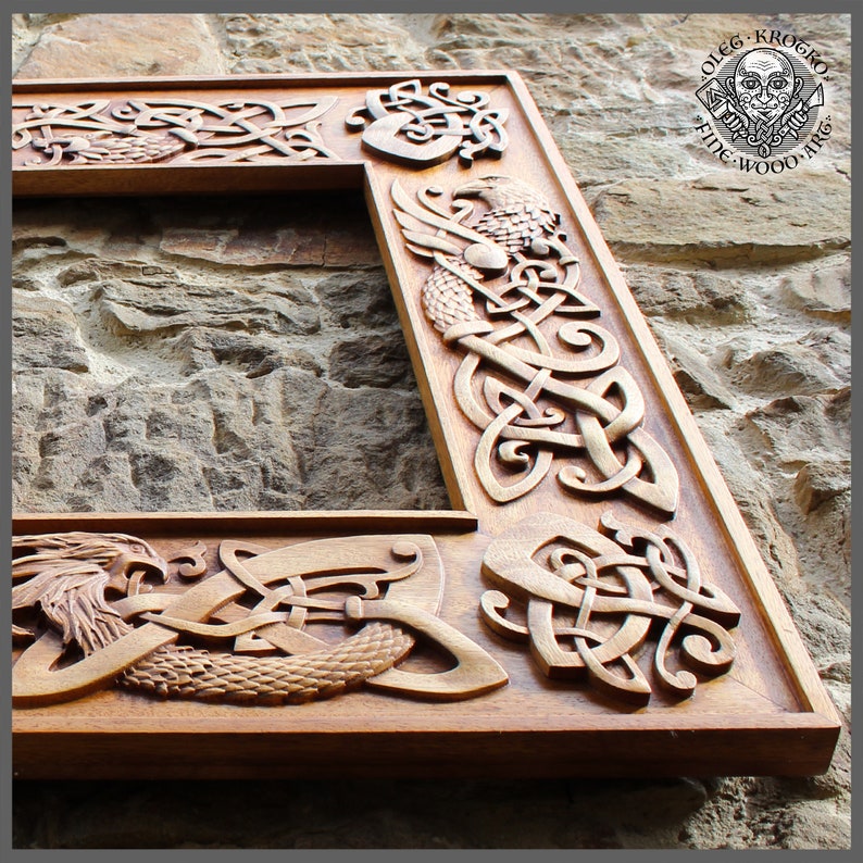Celtic Viking Wood Carving Frame Norse Knot Work Home Decor - Etsy