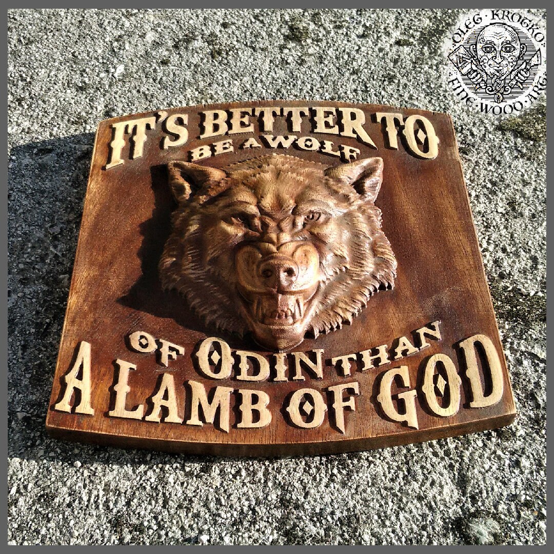 Wolf Odin Viking Valhalla Home Decor Norse Thor Wood Picture | Etsy
