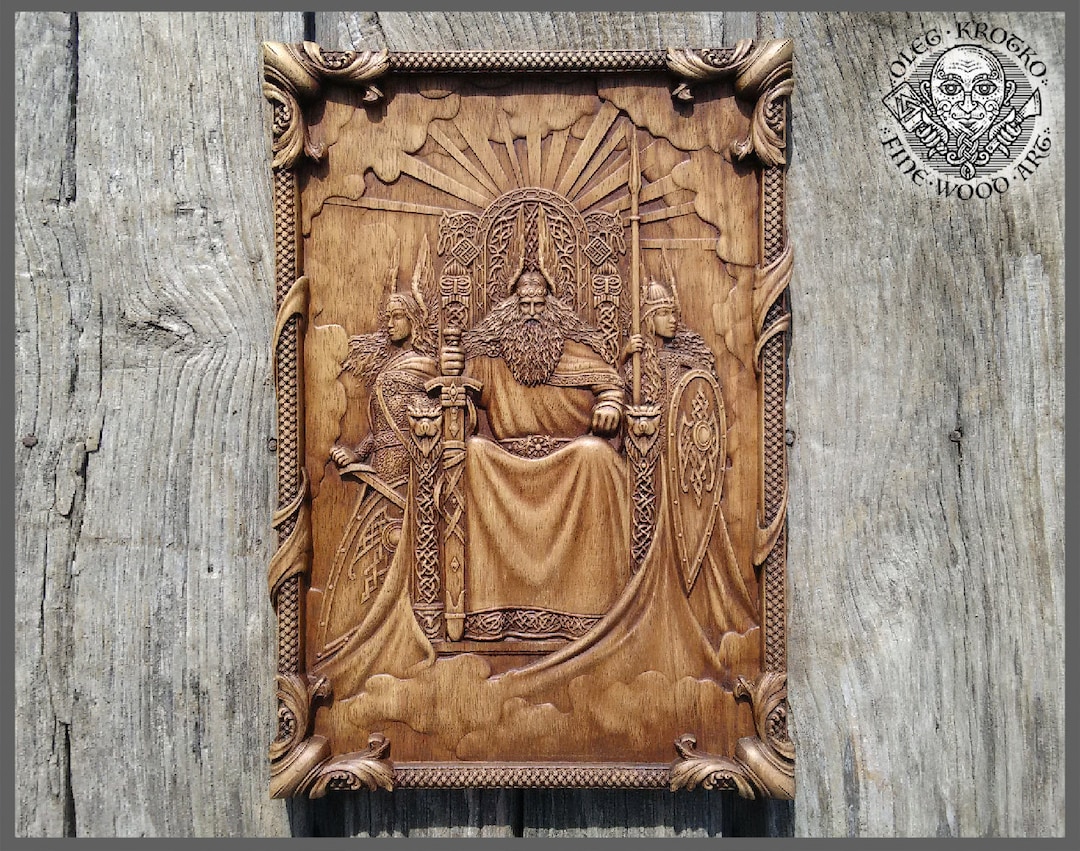 Odin Valkiria Valhalla Vikings Home Decor Art Norse Wood Picture Pagan ...