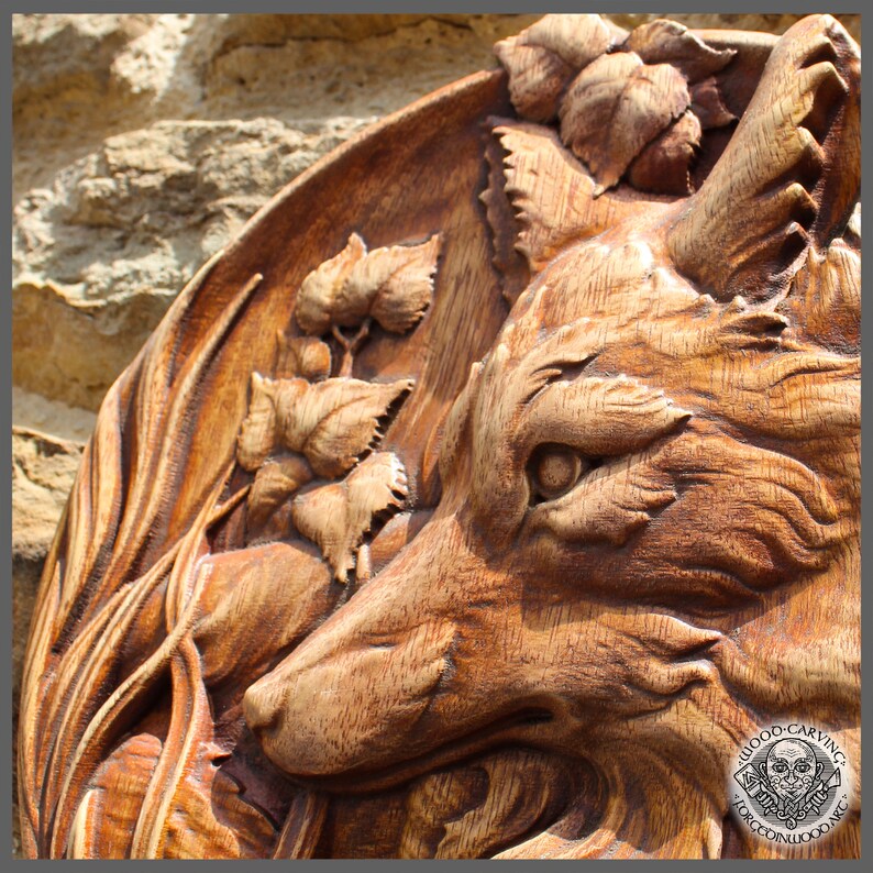 FOX Graceful Wood Carving Animal Picture. Wild Life Wall - Etsy