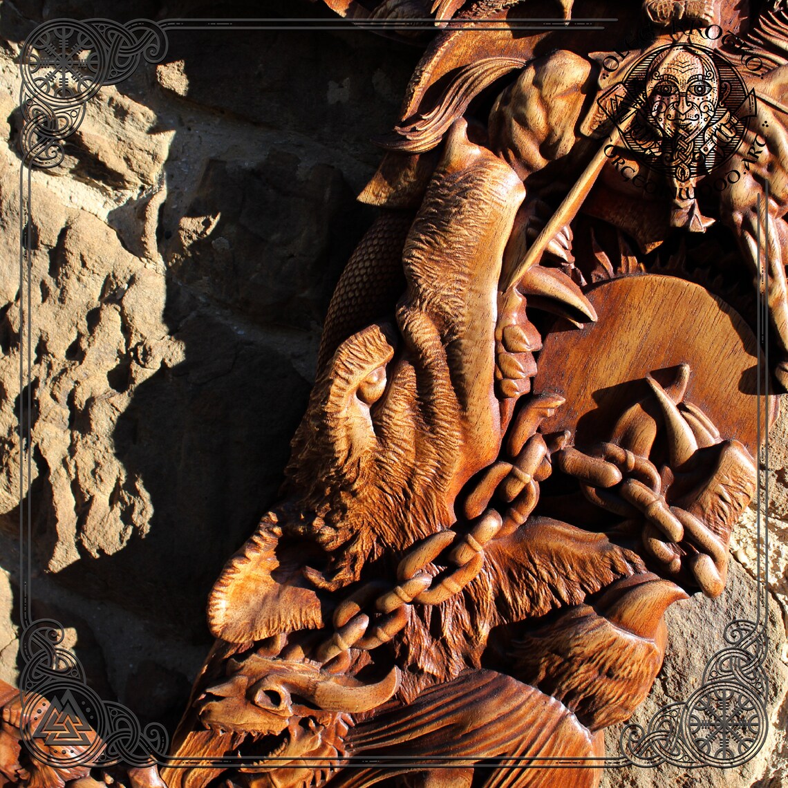 Viking Wood Carving Frame Ragnarok Decor Pagan Wall Hanging - Etsy