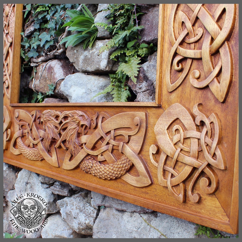 Celtic Viking Wood Carving Frame Norse Knot Work Home Decor - Etsy