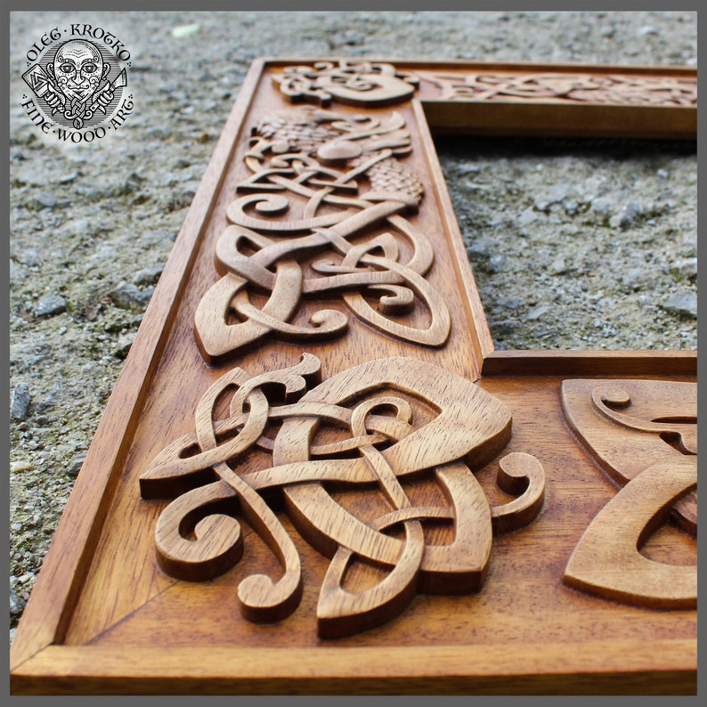 Celtic Viking Wood Carving Frame Norse Knot Work Home Decor - Etsy