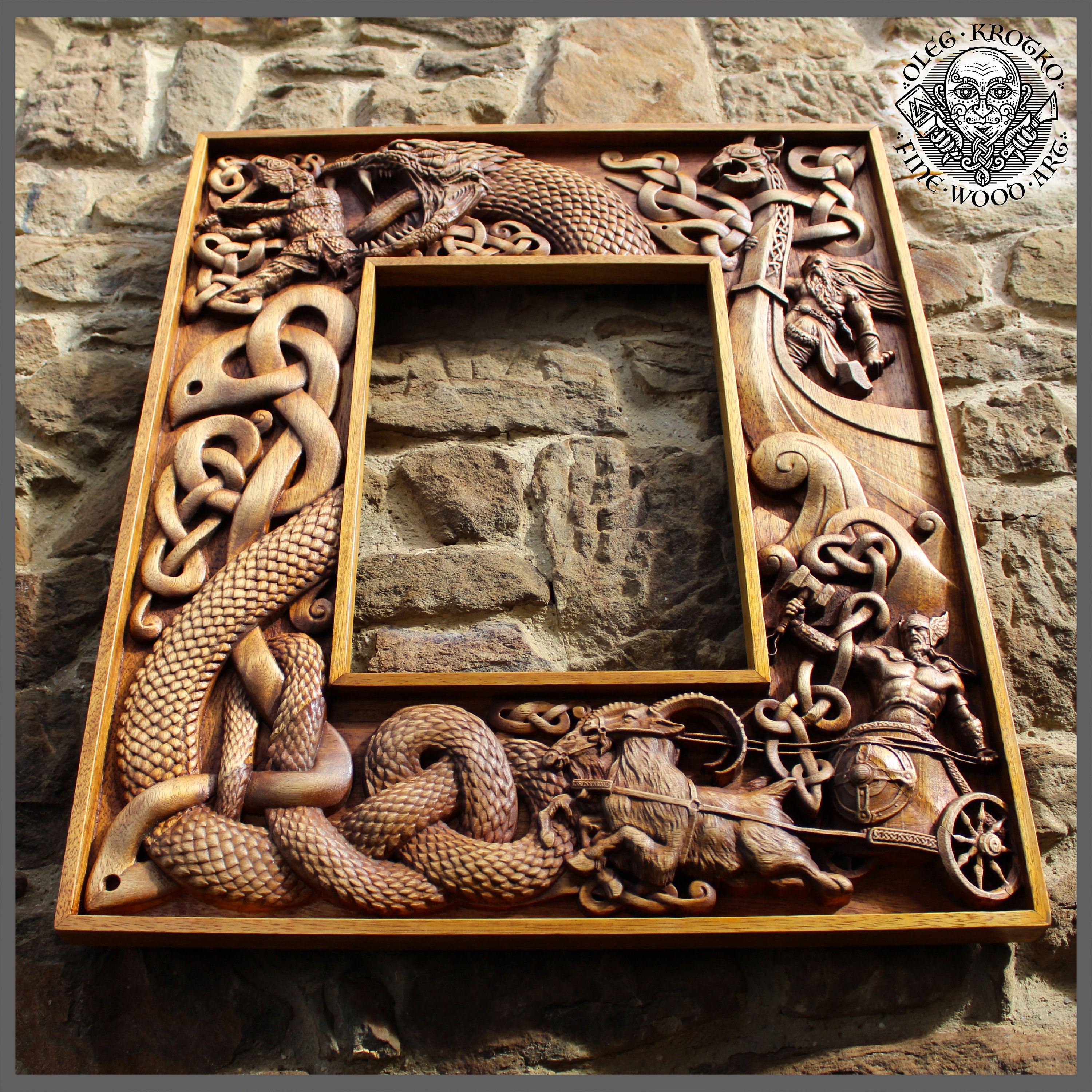 Thor Wood Carving Viking Frame Ragnarok Home Decor Norse | Etsy