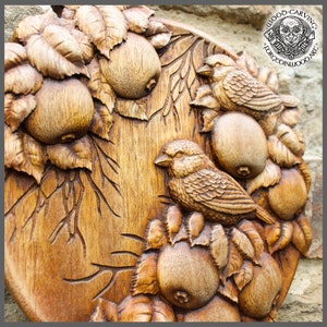 Sparrows Birds Animals Dark Brown Wild Life Wall Art Wood Carving Lover ...