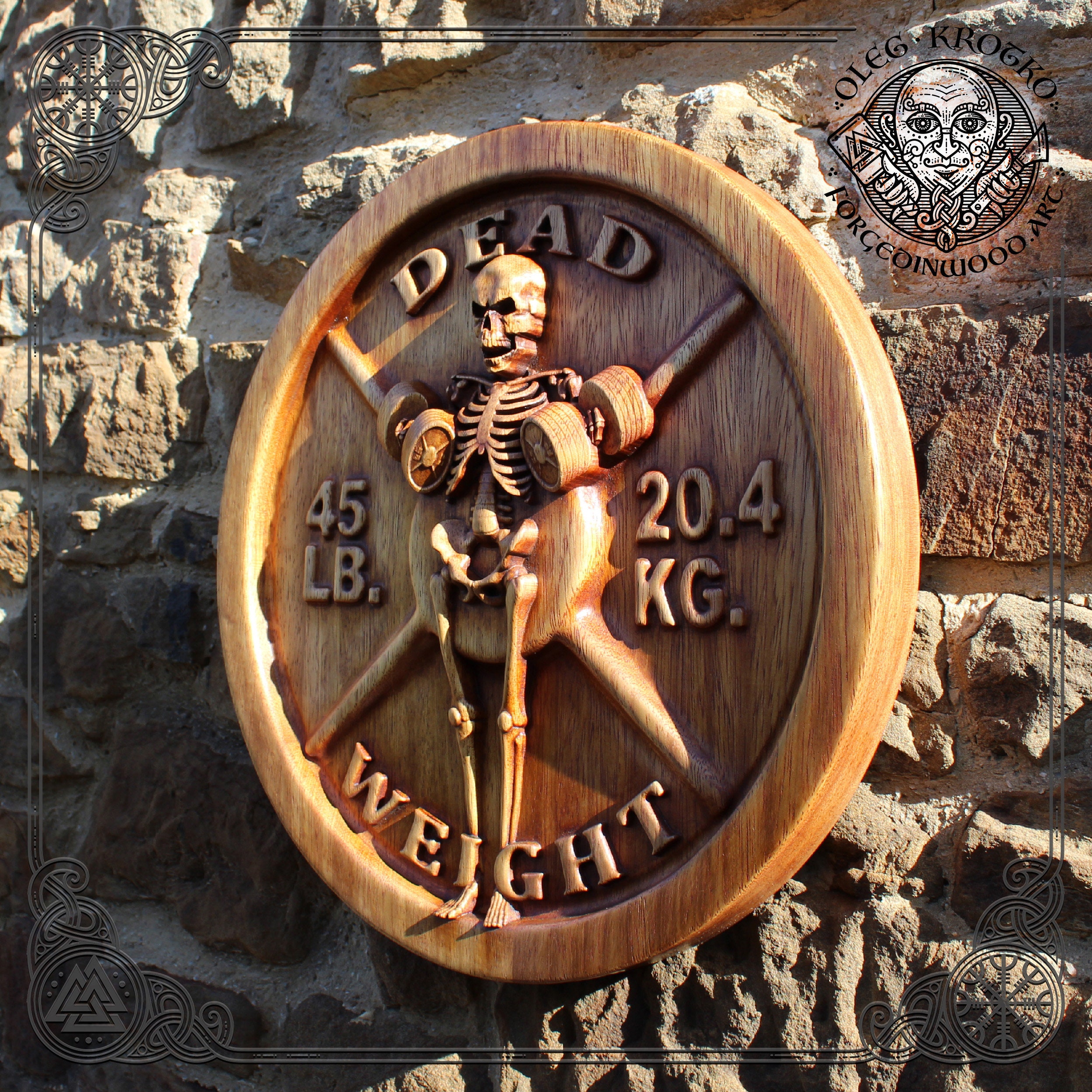 Skeleton Wood Carving, Powerlifting Plate, Gym Wall Decor - Etsy