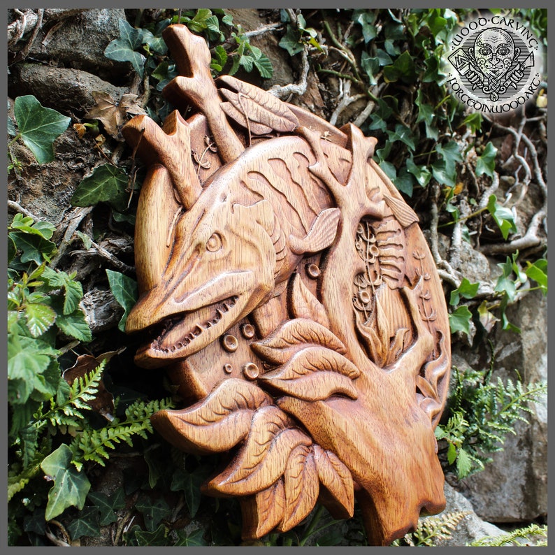 PIKE Graceful Wood Carving Picture Wild Life Wall Art | Etsy