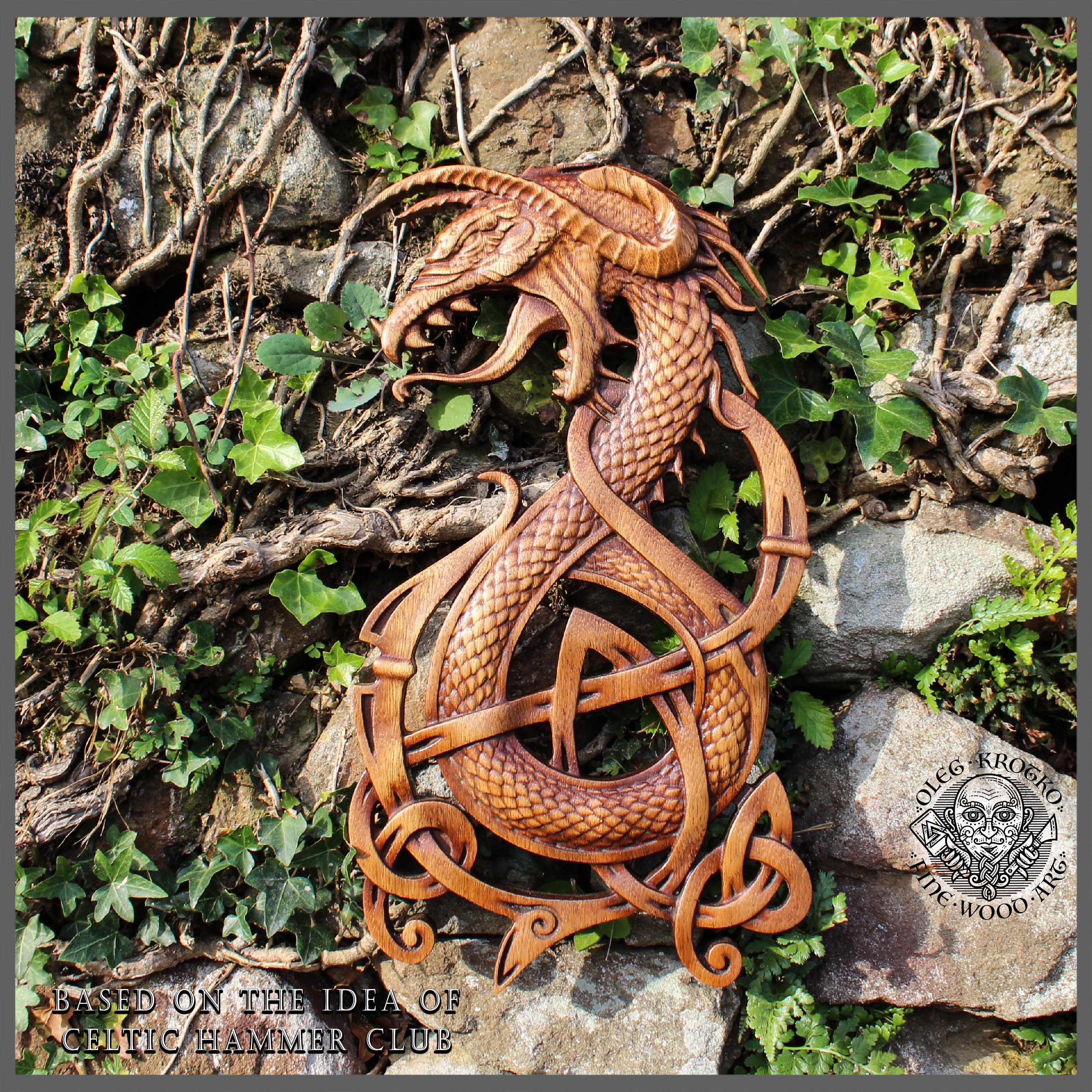 Fenrir Dragon Wood Carving, Norse Viking Decor, Pagan Art - Etsy