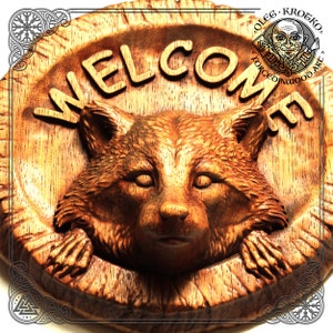 Raccoon Welcome Front Door Sign, Cute Welcome Plaque, Nice Home Raccoon ...