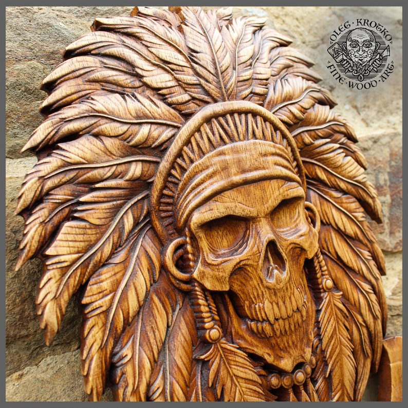 Native American Indian Skull Plaques Decor Art Wood Picture - Etsy