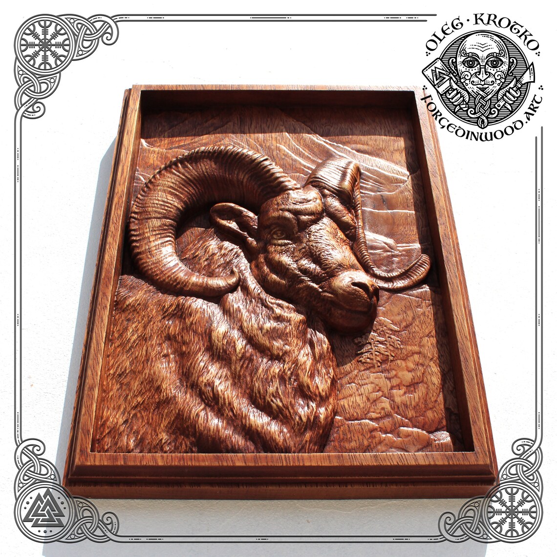 Goat Portrait Graceful Wood Carving Picture Wood Carved - Etsy