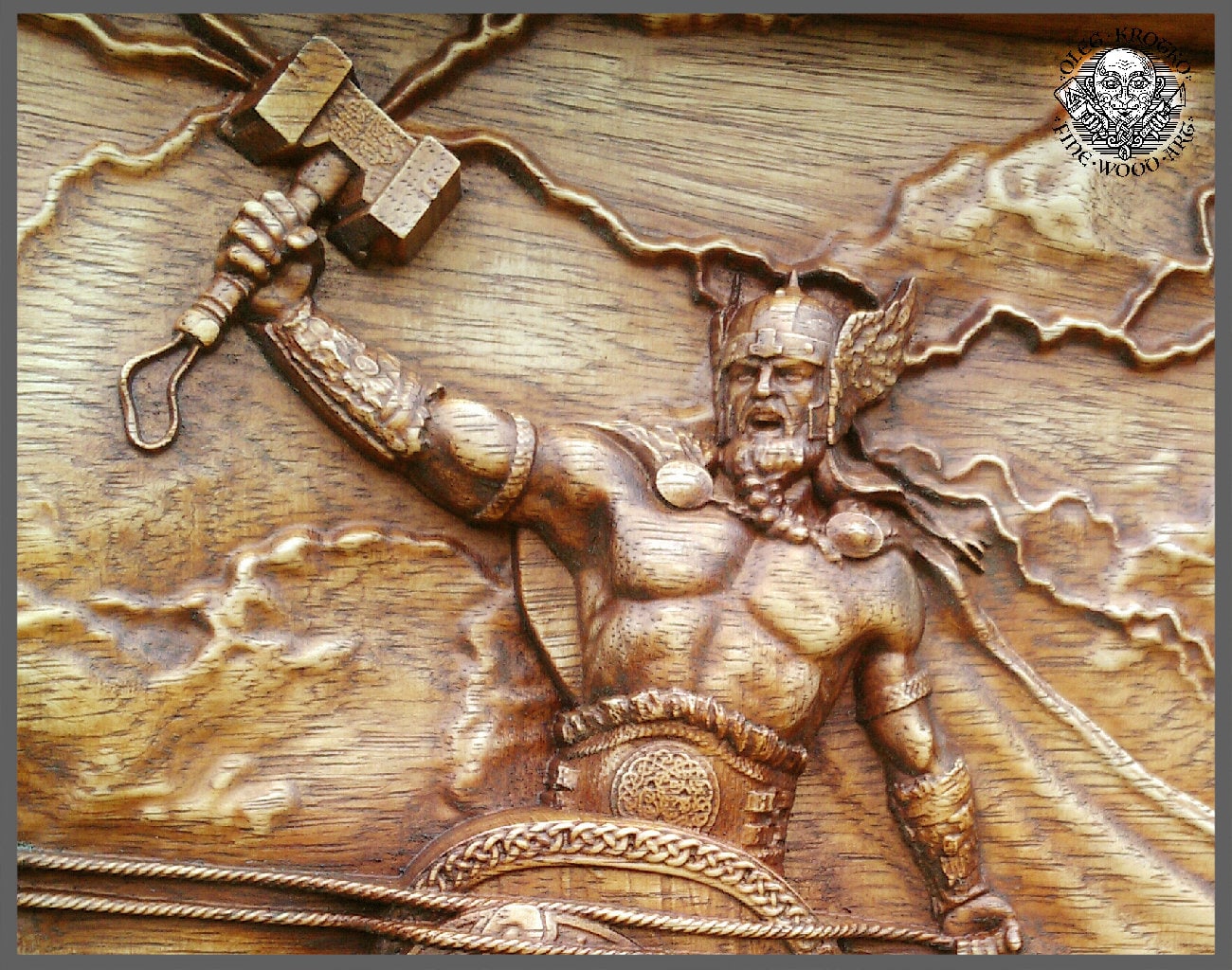 Thor Hammer Odin Vikings Norse Art Wood Picture Pagan Carving | Etsy