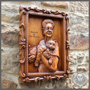 Example of Realistic Custom Portrait Carving Wood Picture Wall Design ...