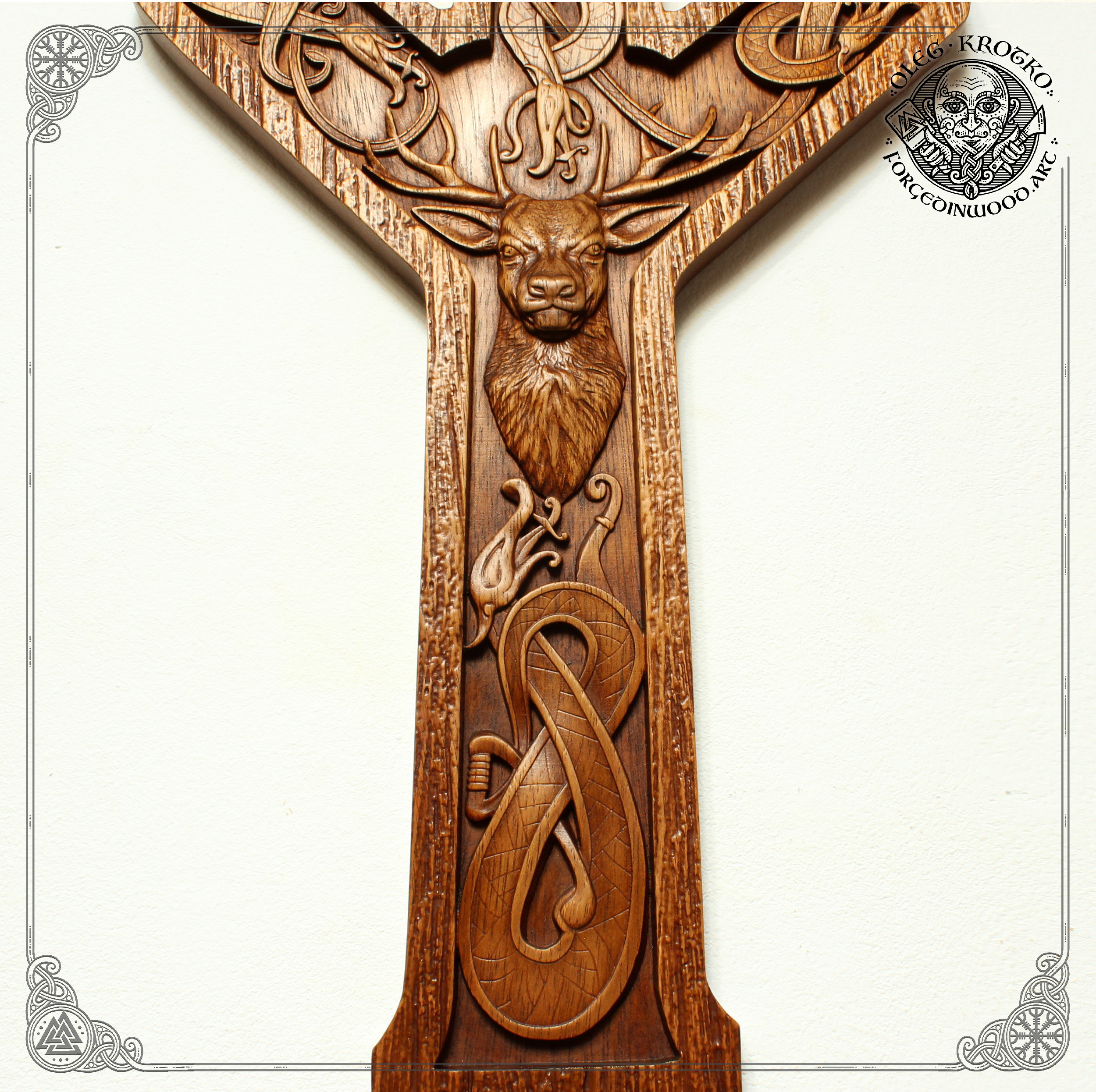 Luxury Carved Algiz Rune With Deer Viking Mythology Celtic - Etsy
