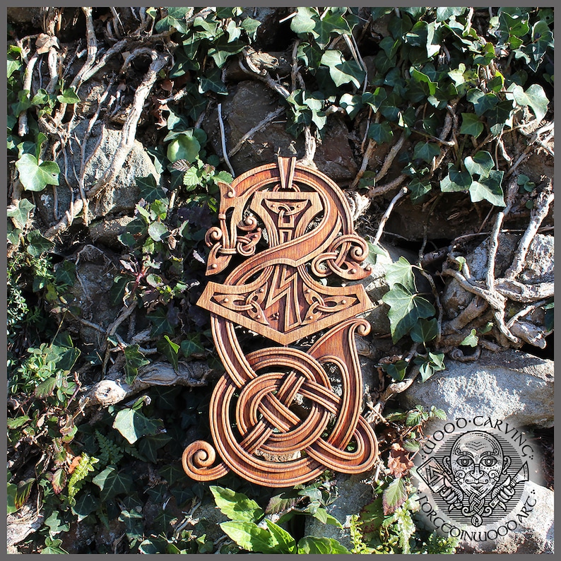 Thor Hammer Norse Wood Carving Vikings Odin Art Pagan Heathen | Etsy