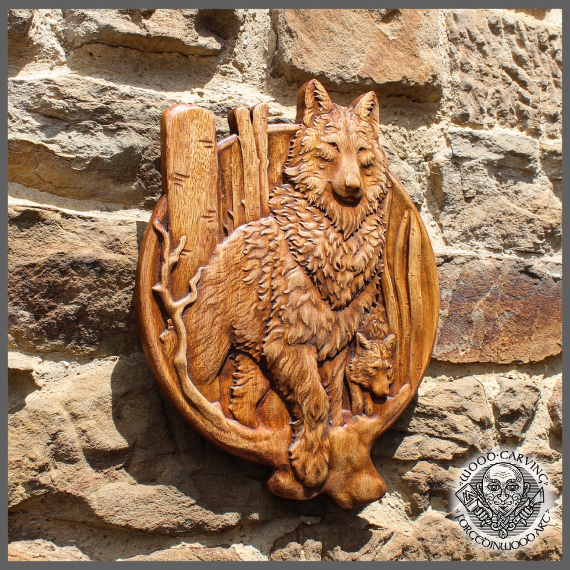 WOLF Graceful Wood Carving Animal Picture. Wild Life Wall - Etsy