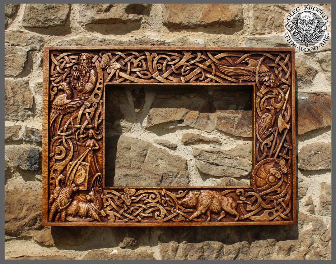 Freya Wood Carving Elegant Viking Frame Odin Home Decor Norse Picture ...