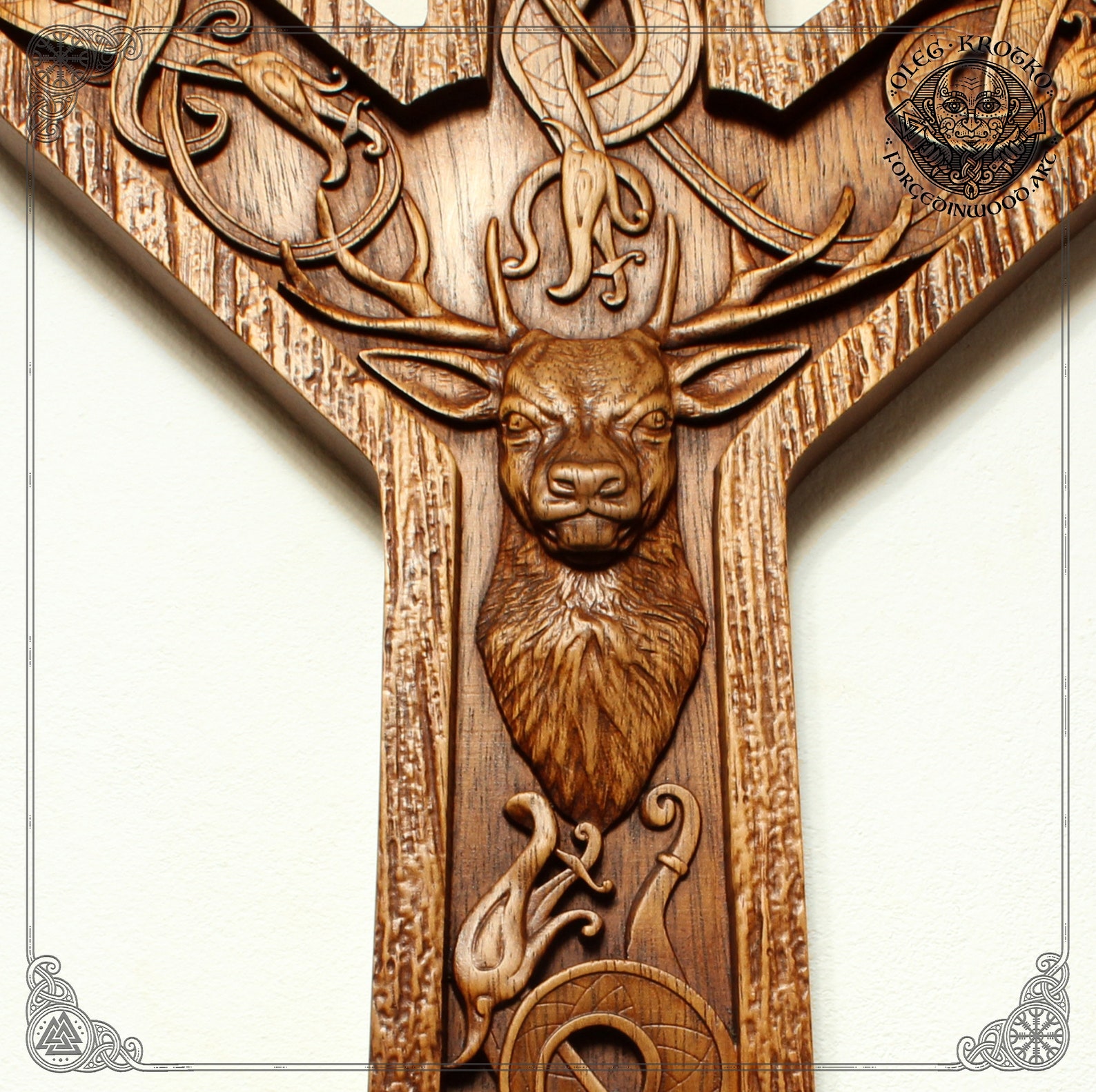 Luxury Carved Algiz Rune With Deer Viking Mythology Celtic - Etsy