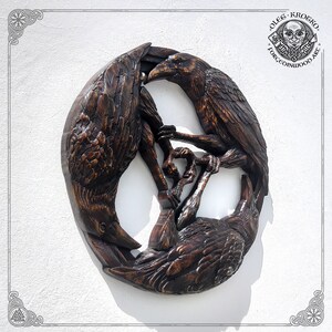 Raven Trisquel Plaque, Celtic Wooden Symbol, Norse Wall Hanging, Viking ...