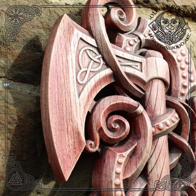 Viking Axe Odin Walknut Home Decor Art Norse Thor Wood Picture - Etsy