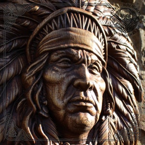 Portrait of Native American Indian Skull Plaques Shaman Decor Art Wood ...
