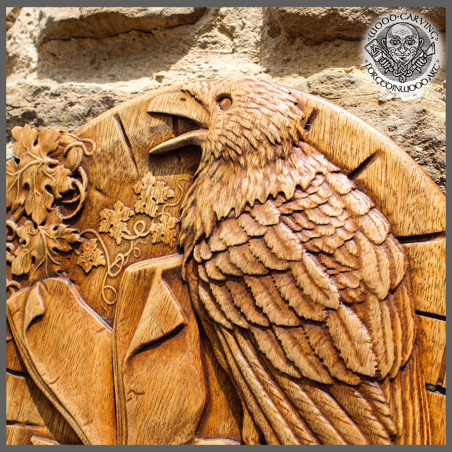 Raven Wood Carving Picture Animal Dark Brown Wild Life Wall - Etsy