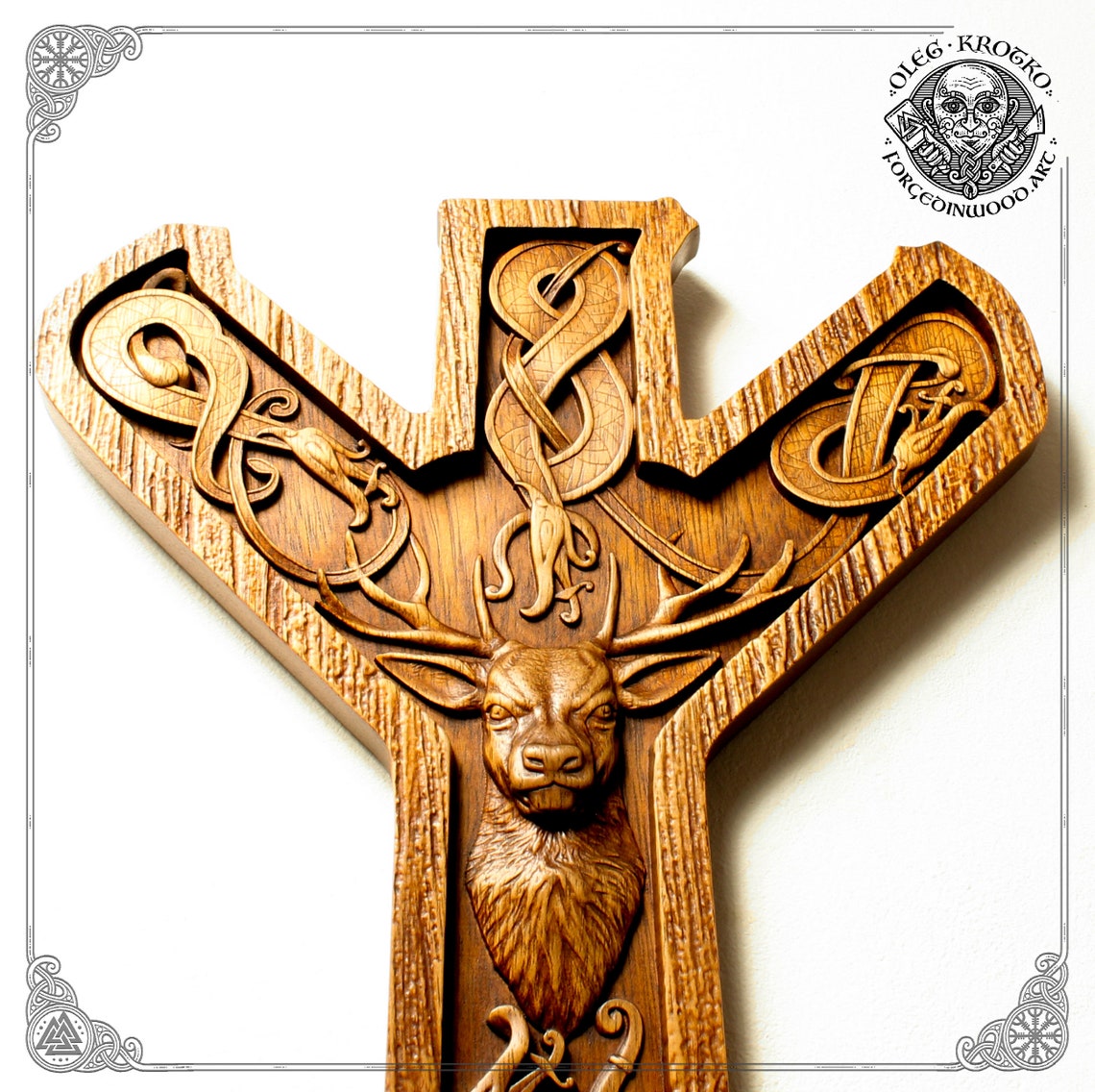 Luxury Carved Algiz Rune With Deer Viking Mythology Celtic - Etsy