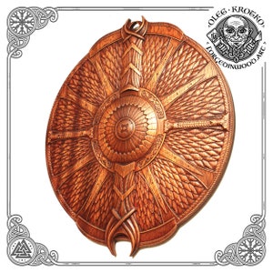 Magic Shield, Best Gift for Viking, Wood Carved Viking Wall Hanging ...