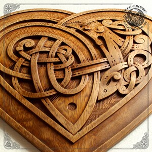 Luxury Carved Celtic Heart, Wooden Symbol of Eternal Love, Norse Wooden ...