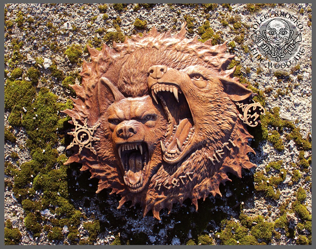 Wolf Walknut Valknut Viking Symbol Plaques Home Decor Norse Thor Odin ...