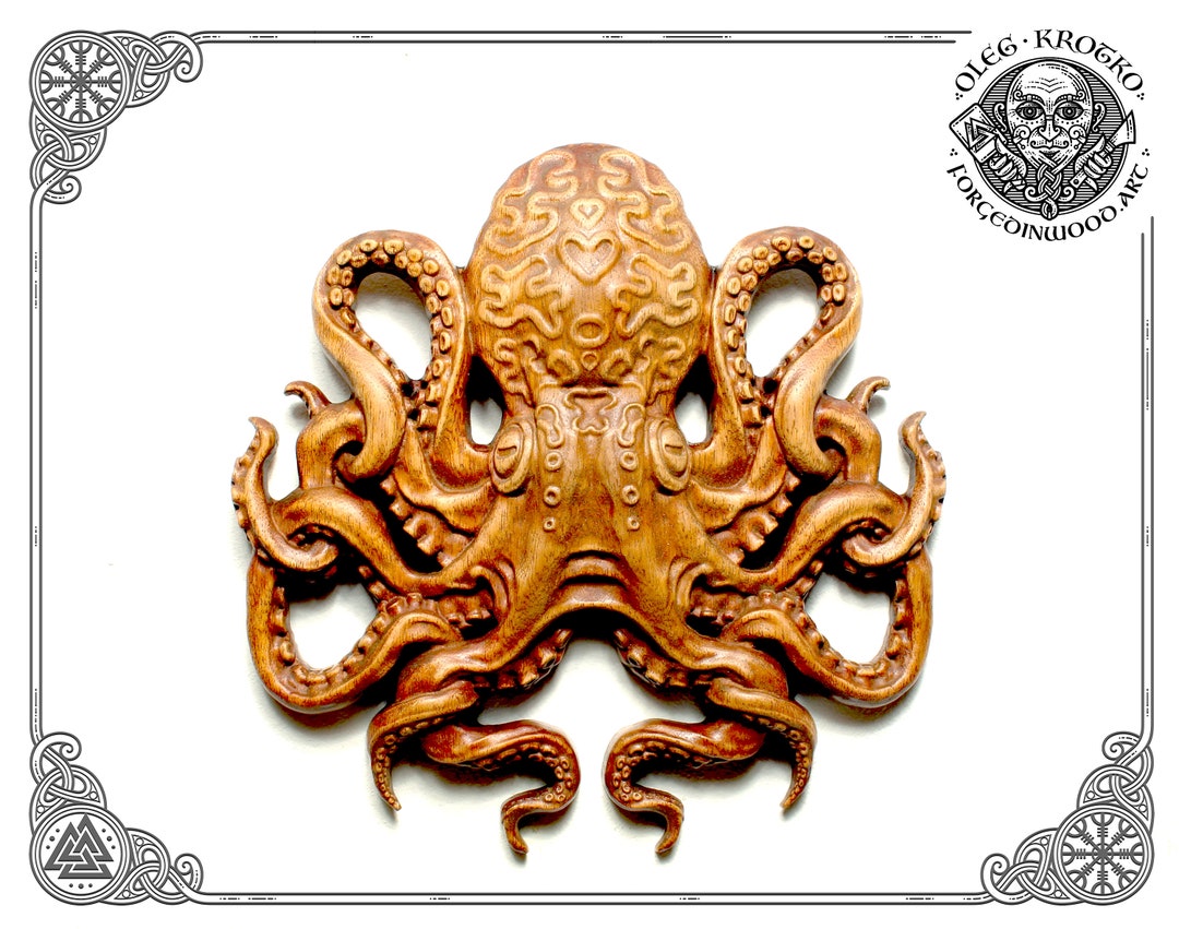 Best Gift to the Sailor, Anchor, Ship Helm, Octopus, Luxury Wood Carved ...