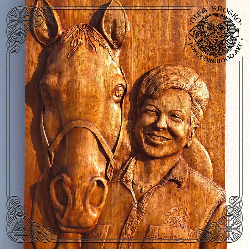 Realistic Portrait Carving of Woman With Horse Home Decor - Etsy