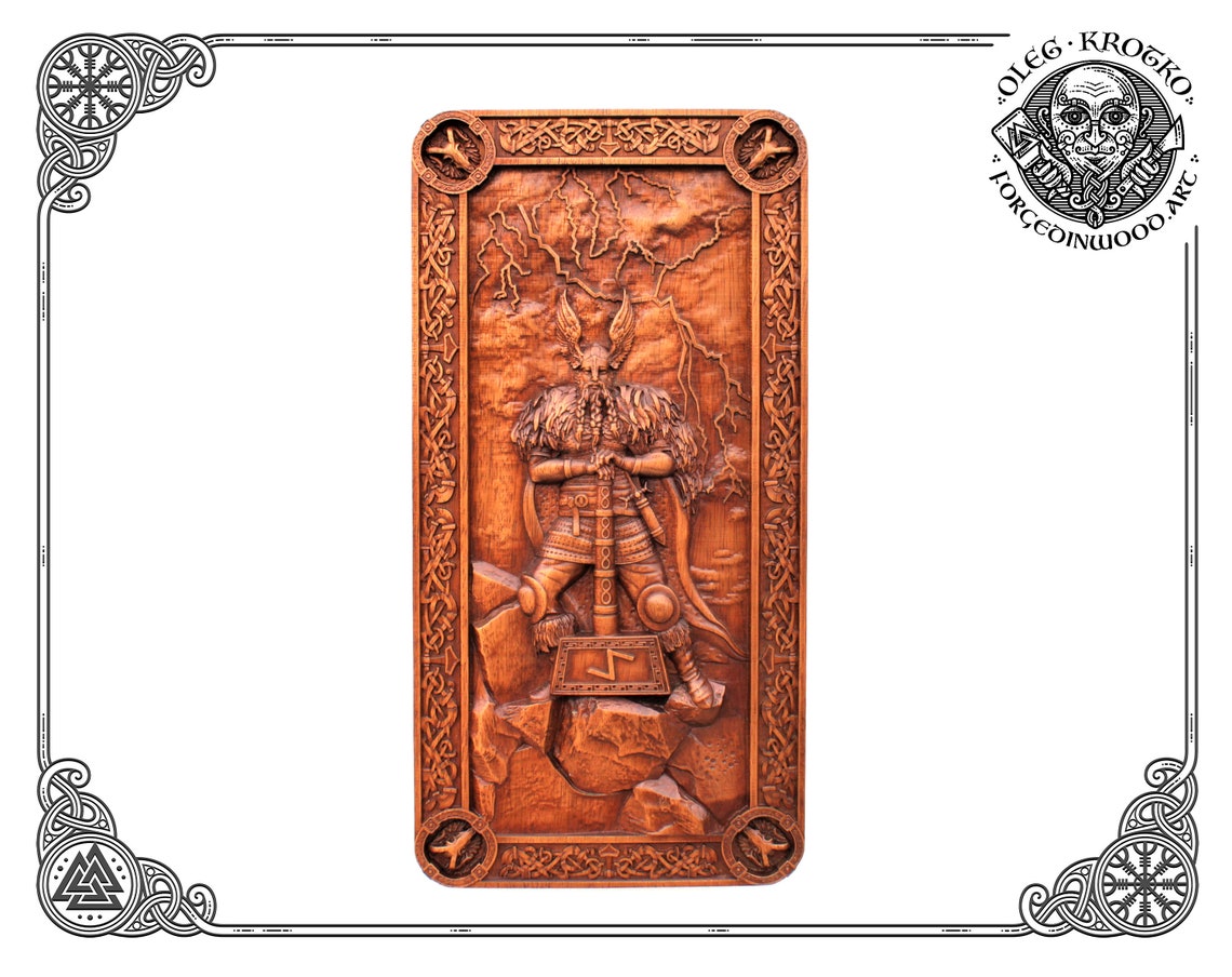 Thor Norse Wood Carving Vikings Wall Woodwork Art Odin Wall - Etsy