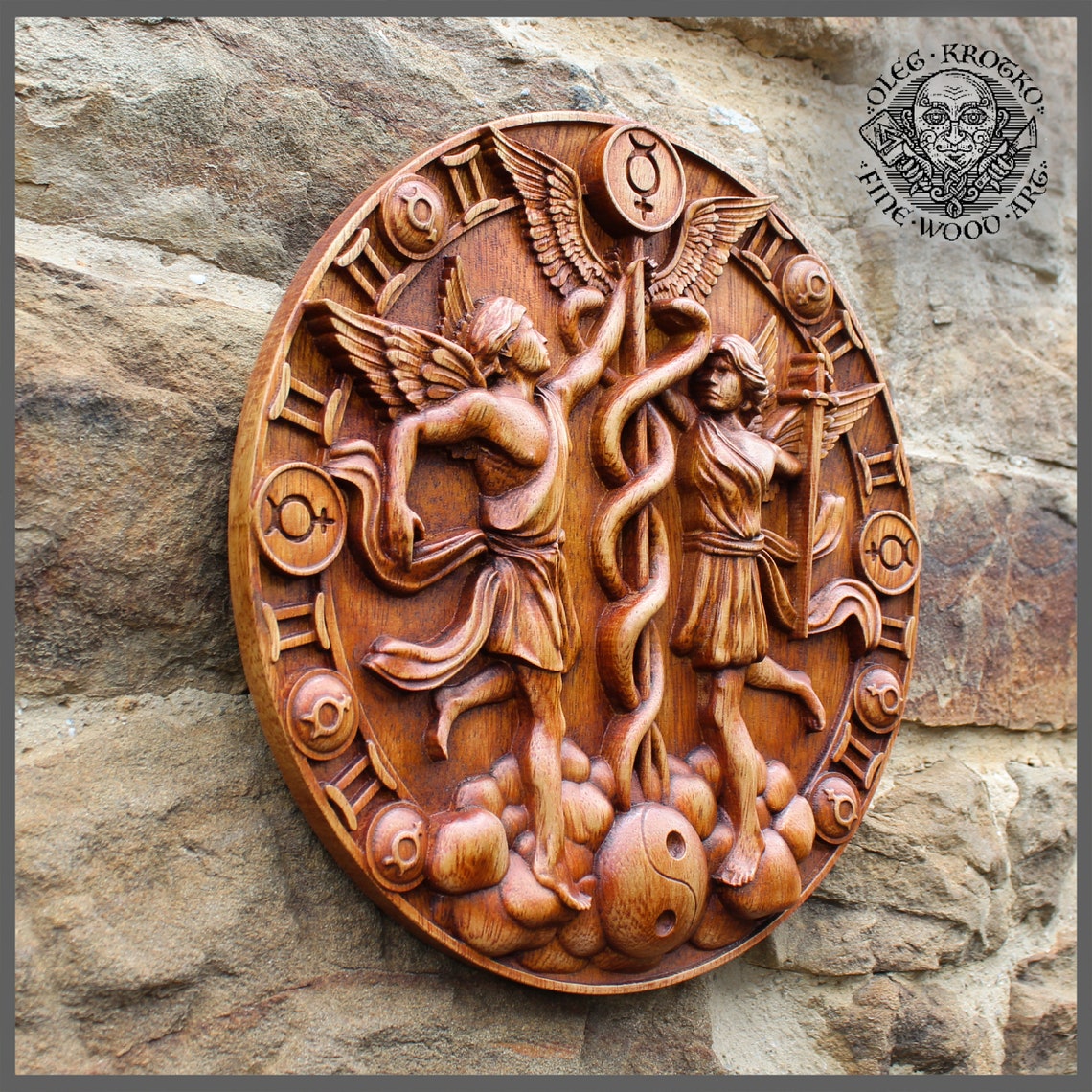 Gemini Zodiac Symbol Wood Plaque Horoscope Wood Carving Sign - Etsy