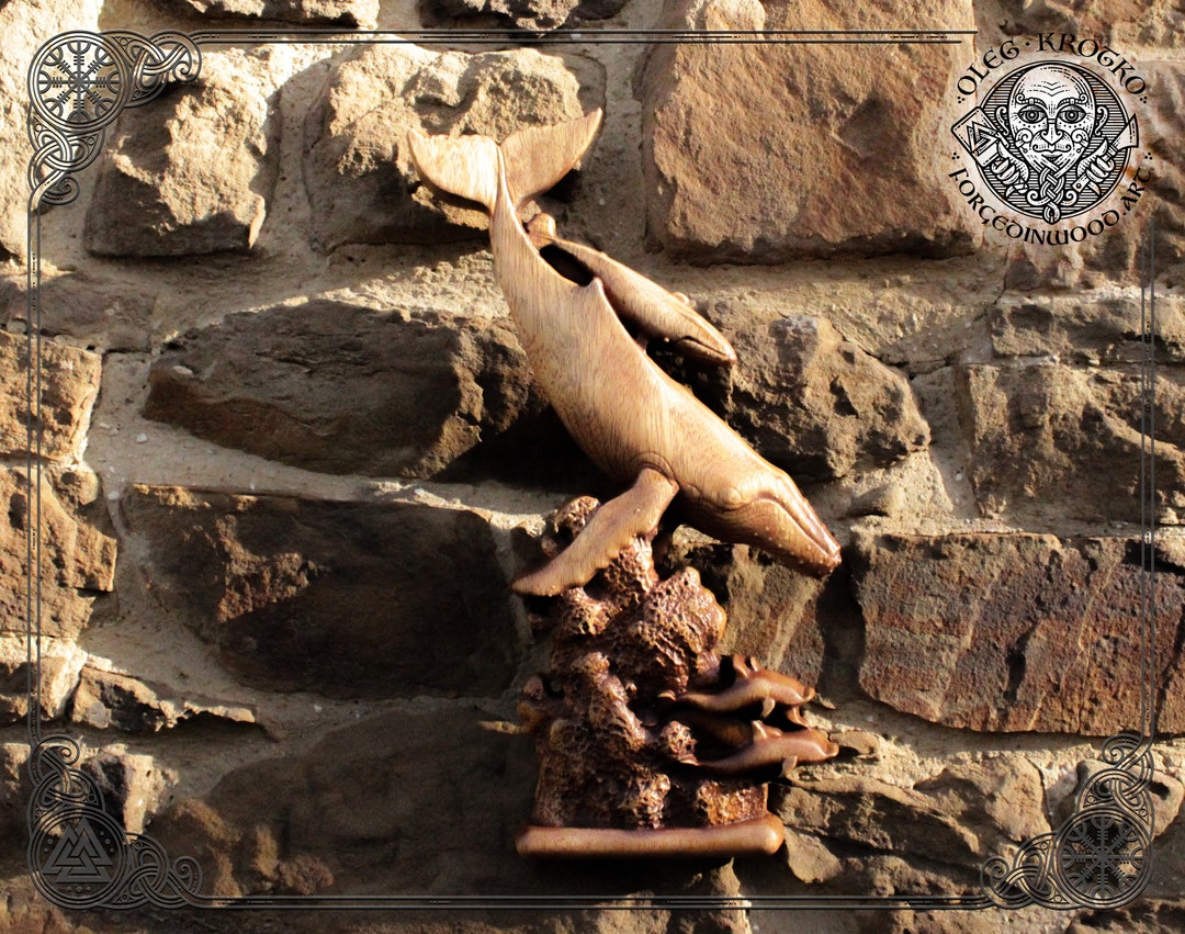 Blue Whale Realistic Wood Carving, Ocean Life Animal, Wild Life Decor ...