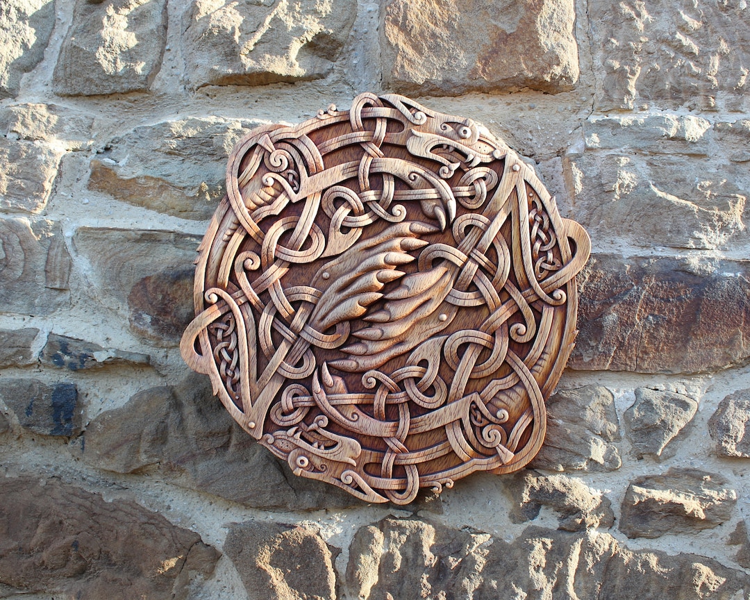 Hand Carved Iroko Wood Wolf Plaque, Viking Norse Mythology Decor - Etsy