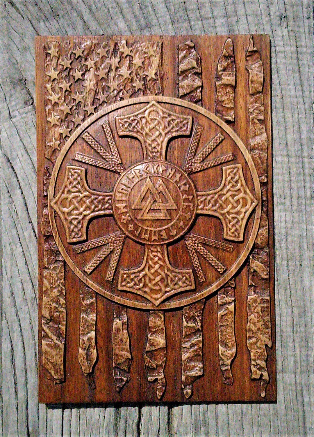 American Flag Walknut Viking Plaques Decor Art Norse Thor Odin - Etsy