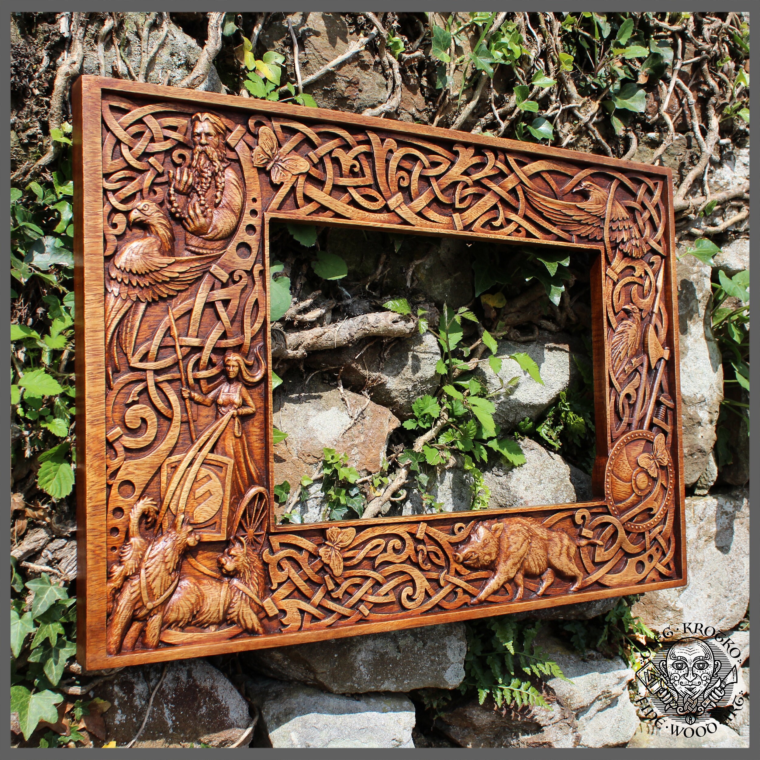 Freya Wood Carving Elegant Viking Frame Odin Home Decor Norse | Etsy