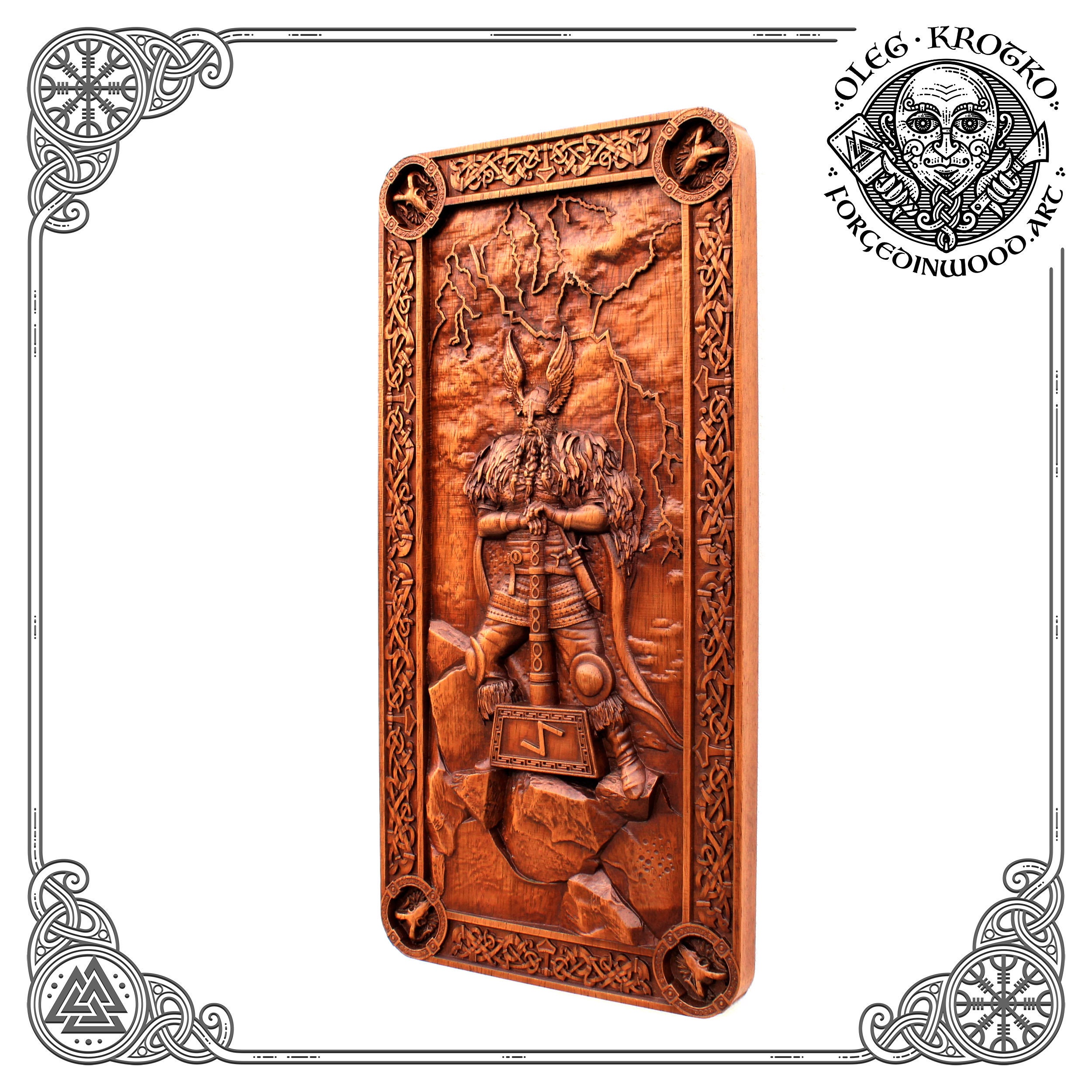 Thor Norse Wood Carving Vikings Wall Woodwork Art Odin Wall - Etsy