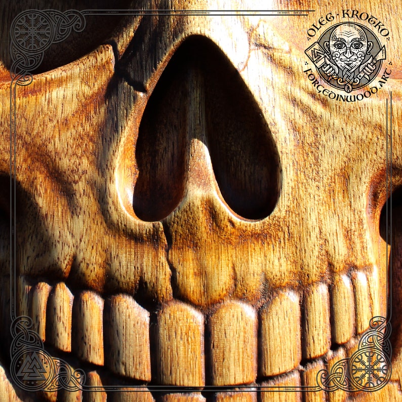 Cool Viking Valhalla Skull Carved Macabre Art Sculpture | Etsy