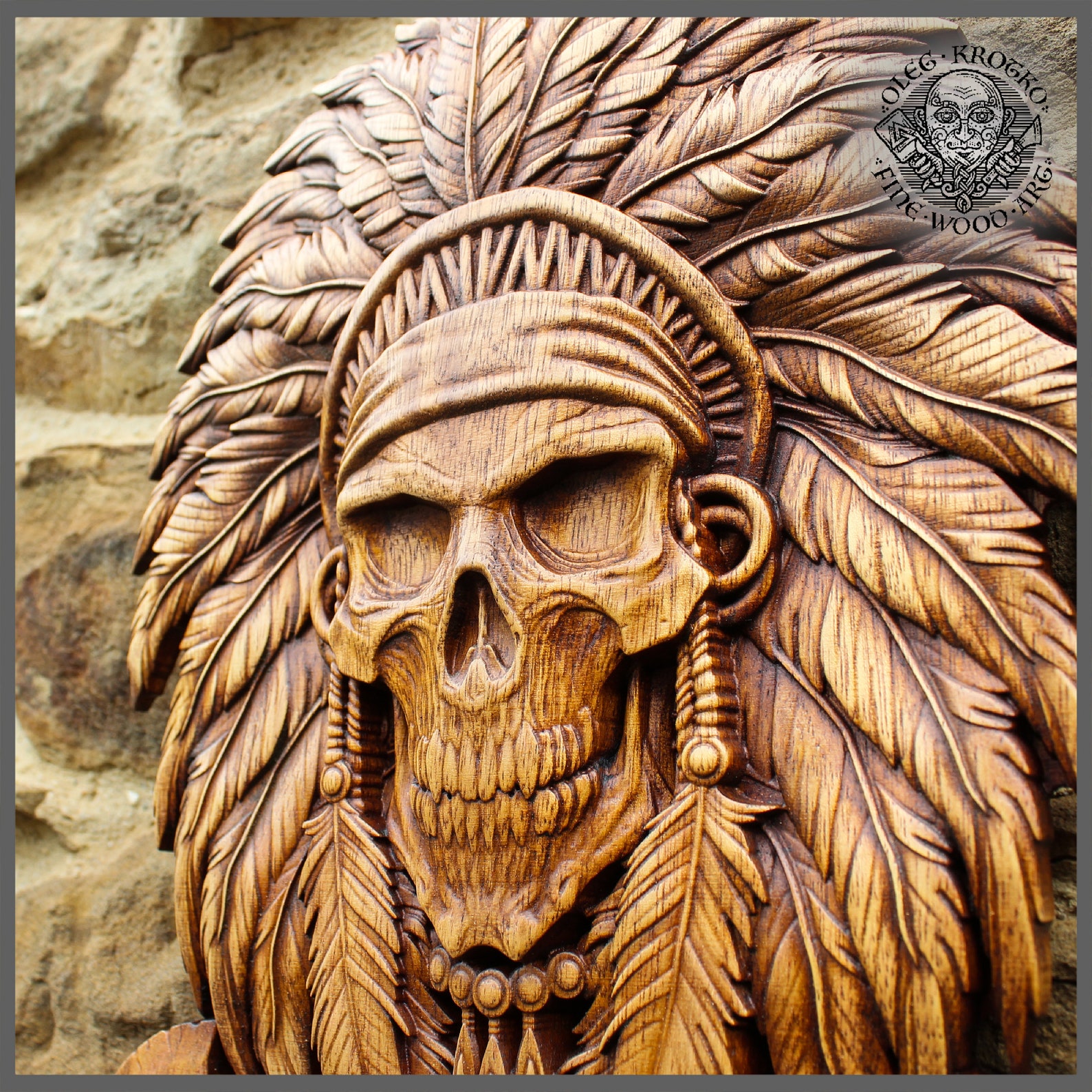 Native American Indian Skull Plaques Decor Art Wood Picture | Etsy