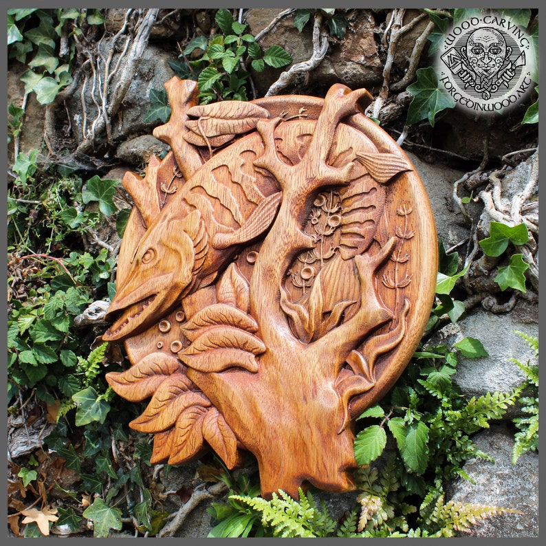 PIKE Graceful Wood Carving Picture Wild Life Wall Art | Etsy