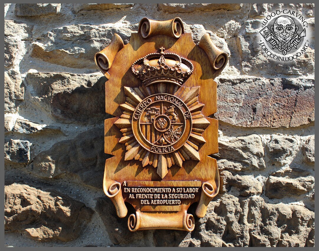 Example of Custom Order Police Wood Carving Gift Coat of Arms Crest ...