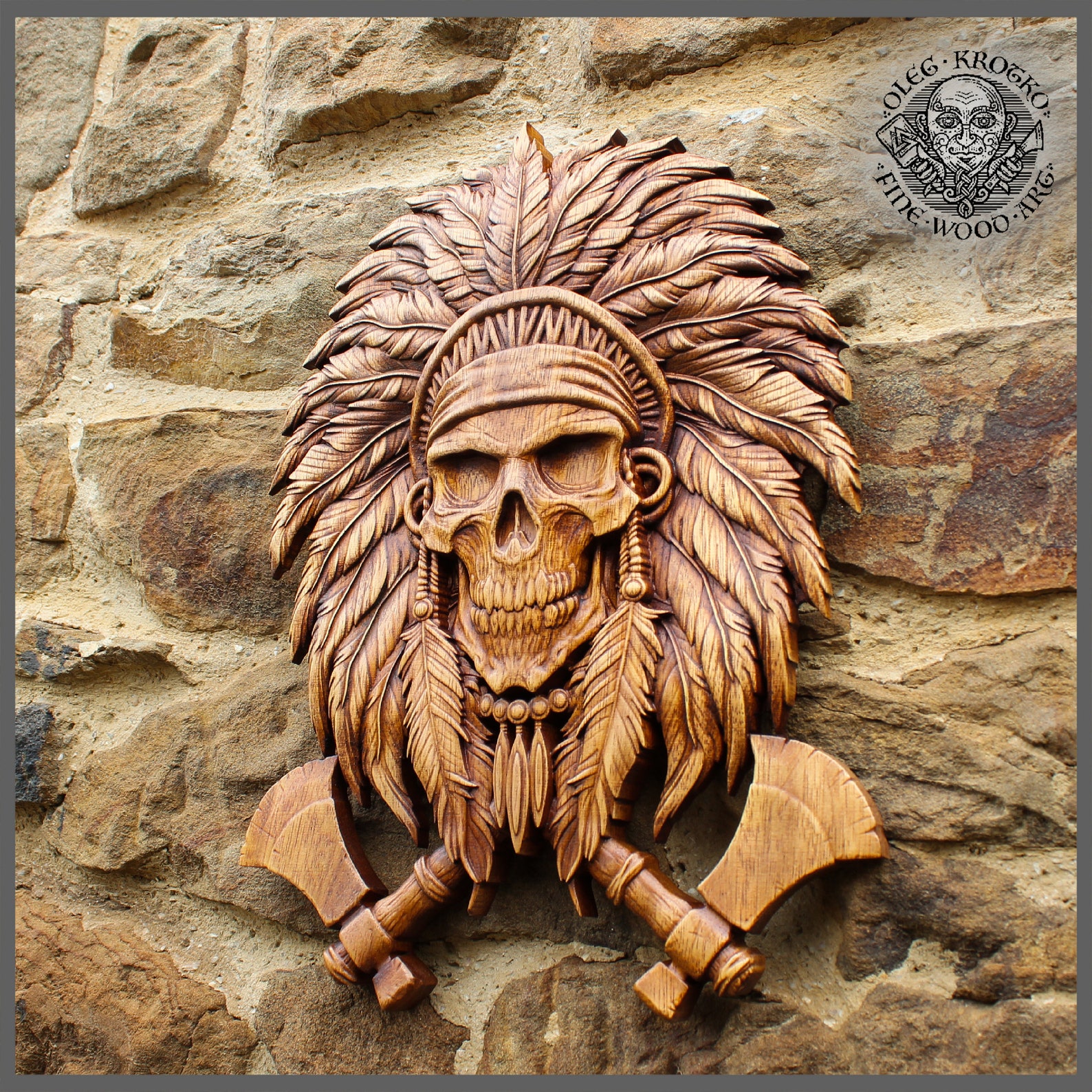 Native American Indian Skull Plaques Decor Art Wood Picture | Etsy